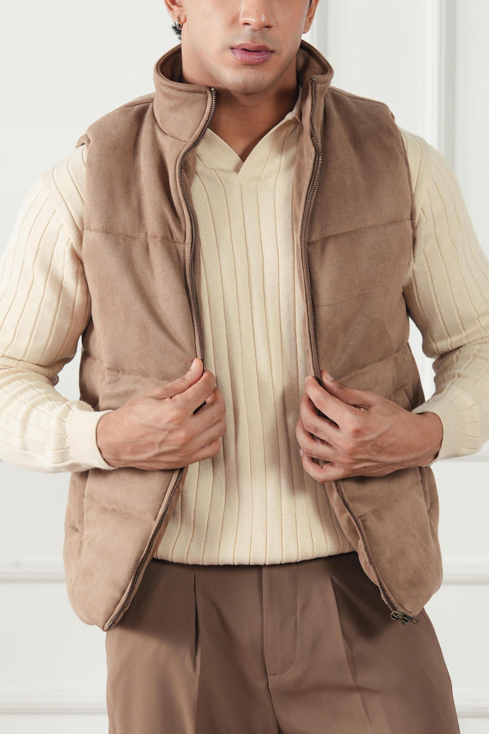 Quilted Suede Gilet (MPJ-06) – Avant Garde